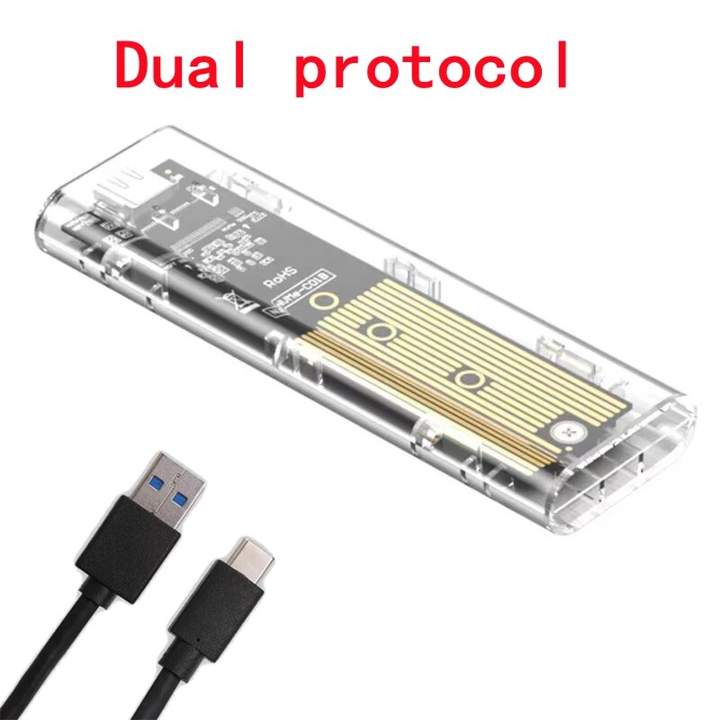New style M.2 NVME PCIe NGFF SATA Dual Protocol SSD Case Clear USB Type C 10Gbps PCI-E M2 SSD ...