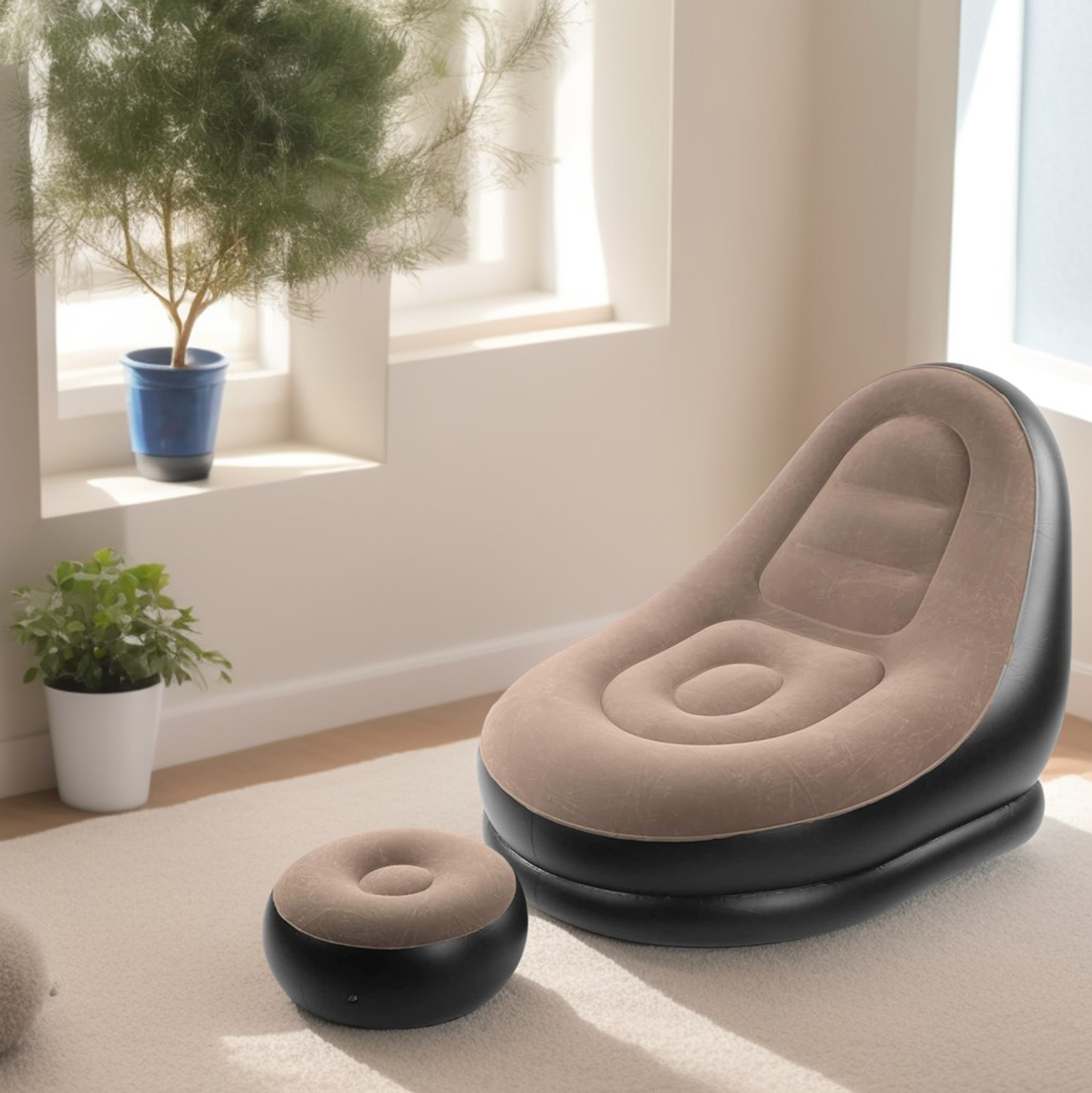 Inflatable Lounge Chair with Footrest, Portable Inflatable Seats ...