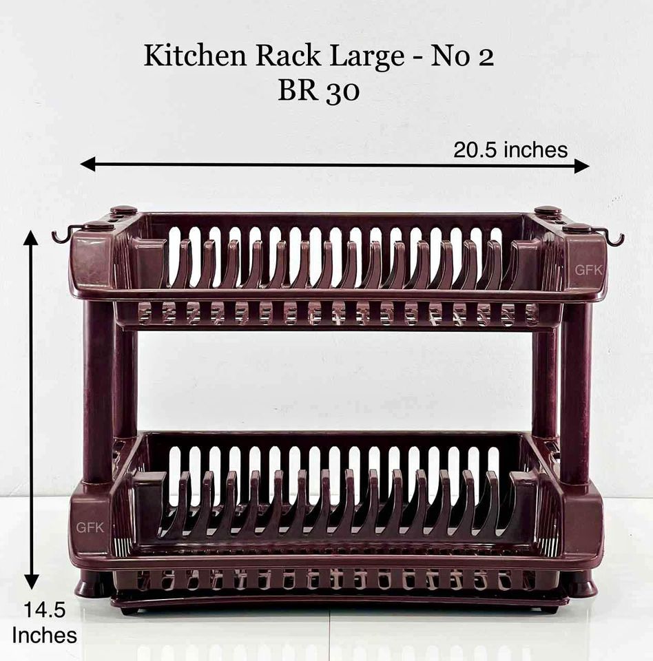 Plate Holder / Dish Rack With Hooks 2 Layers Multi-Purpose Kitchen ...