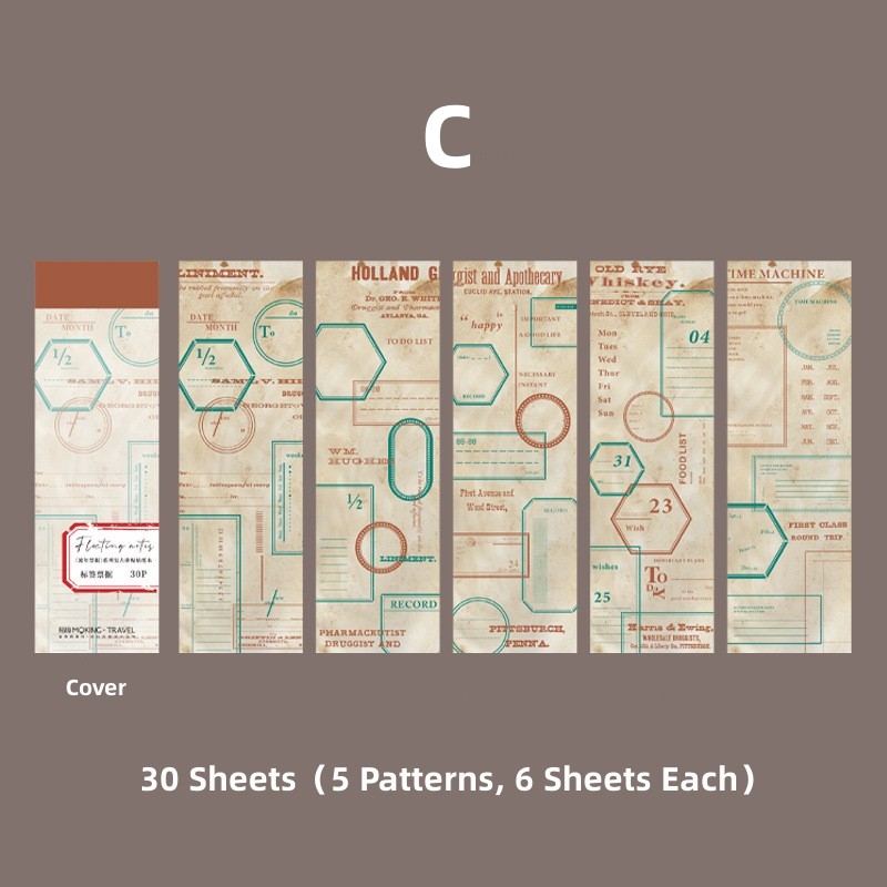 RHS Online 30PCS Fleeting Notes Series Washi Stickers Album Diary ...