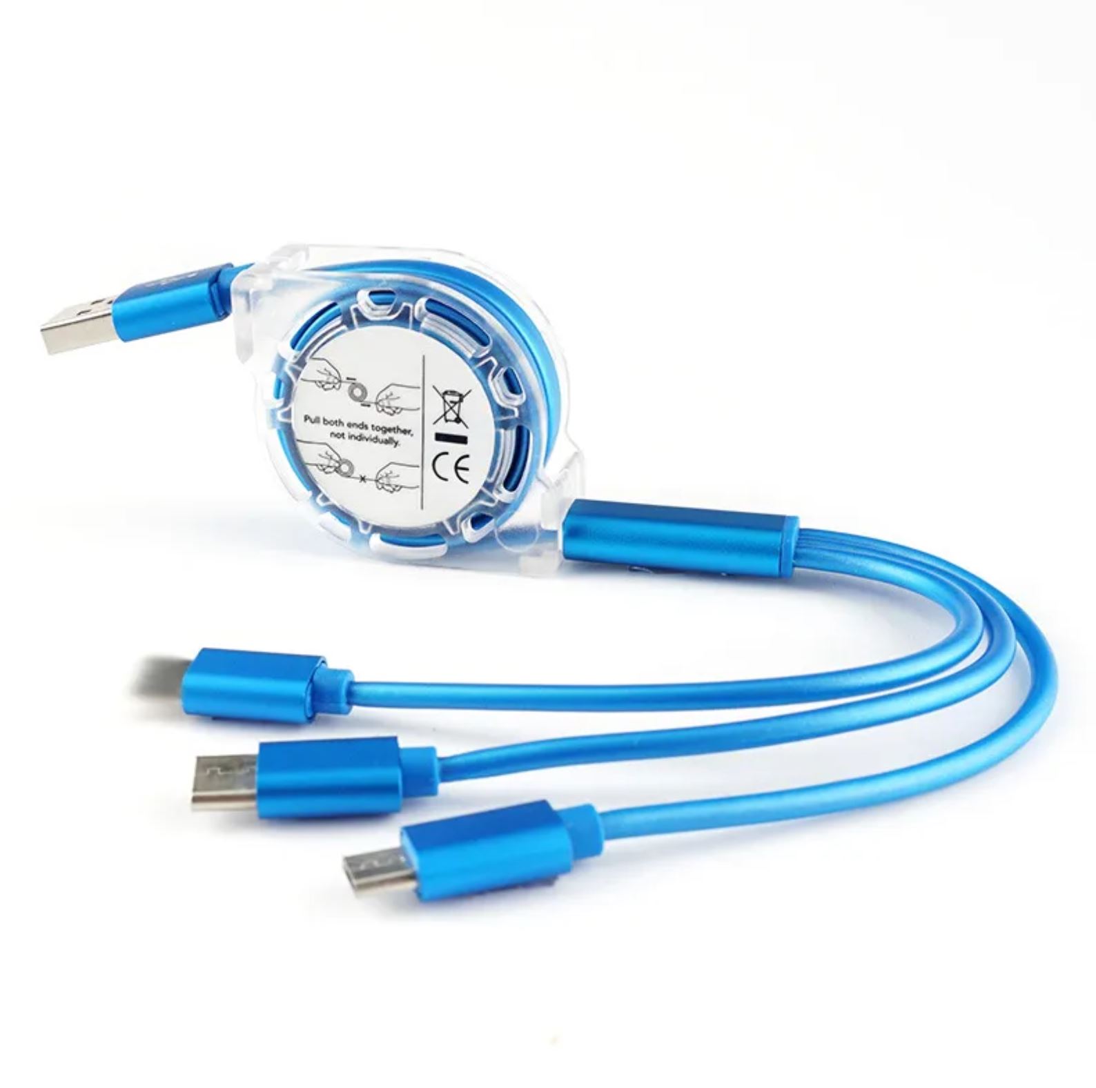 USB Fast Charge 3 In 1 Retractable Usb Cable 2. 4A 3-in-1 All In One ...