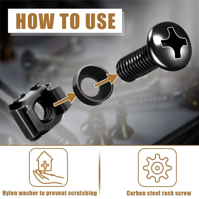 50Pcs M6x16mm Rack Mount Screw Cage Nut Server Rack Screw Set and Nuts ...
