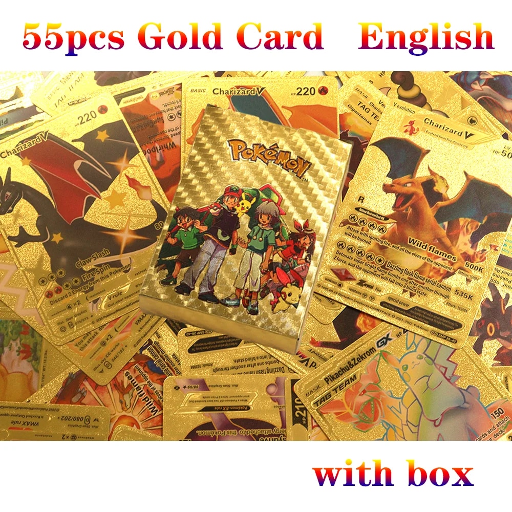 pokemon cards golden Pokemon 3D Shining Rainbow Cards English Spanish ...