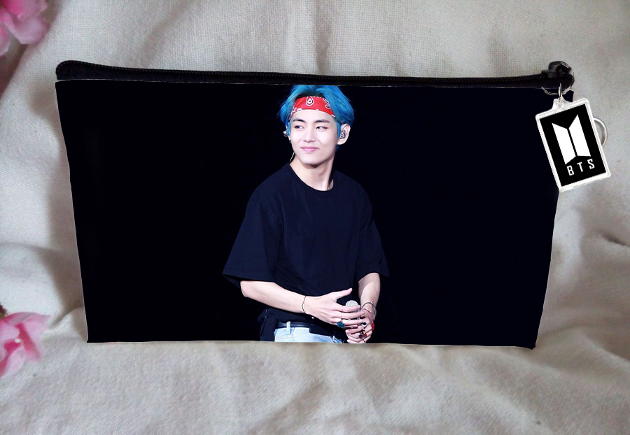 KPOP BTS BT21 V Pencil Case Kim Taehyung Purse Wallet Store Pouch Pen ...
