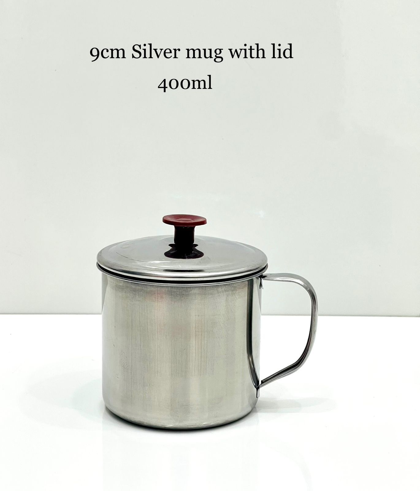 Silver 9cm Silver Mug With Lid Capacity 400ml High Quality | Daraz.lk