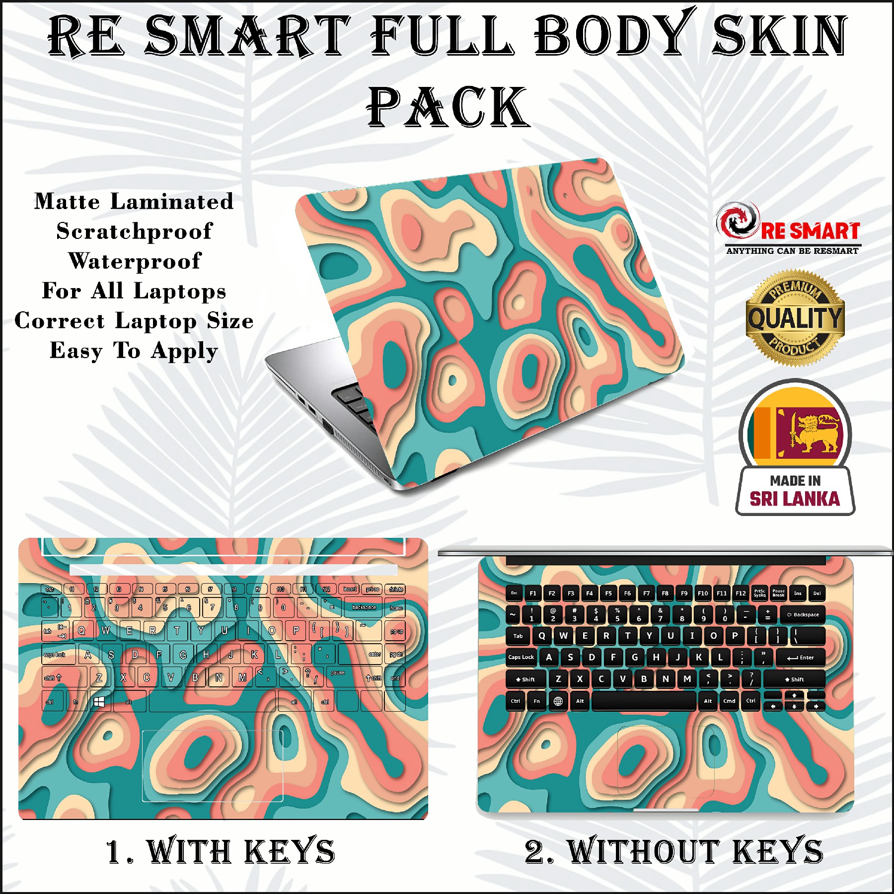 Re Smart Personalized Full Body Laptop Skin Pack with Keys/ Withut Keys ...