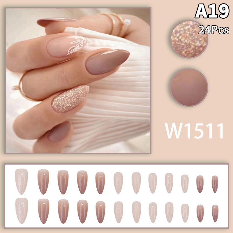 24Pcs French Multiple Styles Fake Nails Press On Nails Gel On Painted ...