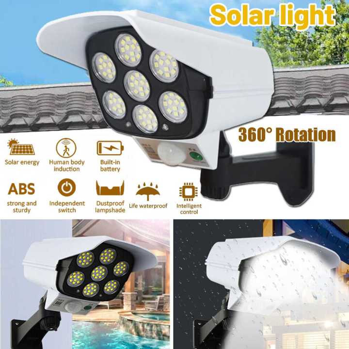 Solar Wall Lights Remote Control Body Sensor Waterproof 77 SMD LED Lamp ...