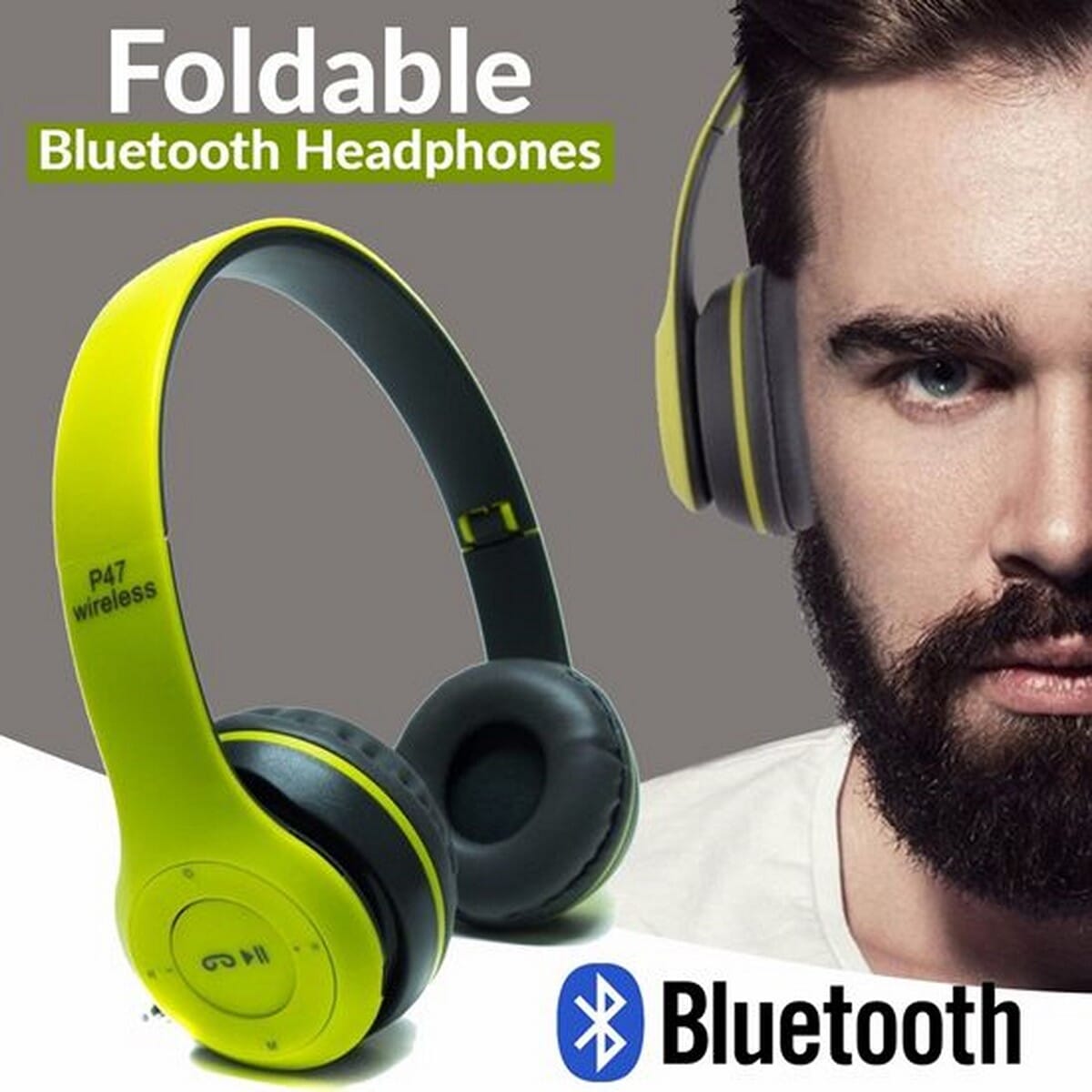 Foldable Bluetooth Wireless P47 Headphones Noise Canceling MP3/MP4 ...