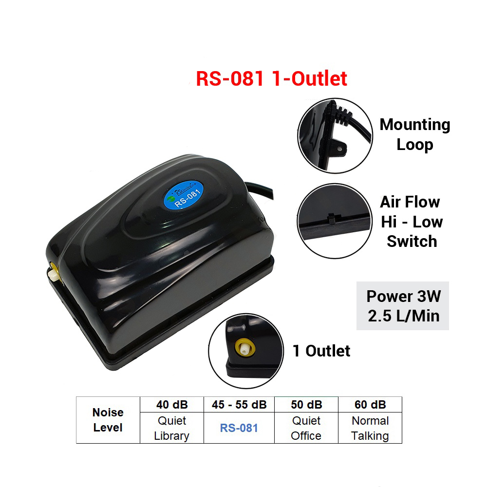 RS Electrical RS-081 3W Aquarium Fish Tank Air Pump Single Pump Oxygen ...