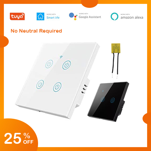 Smart Switch (Black/White) 1/2/3/4 Gang (Hybrid)110v-230v Support Alexa ...