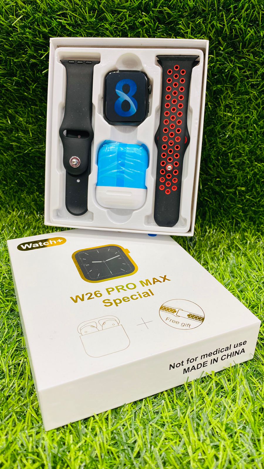 W26 Pro Max Special Series 8 Smartwatch with TWS Earbuds & Dual Straps ...