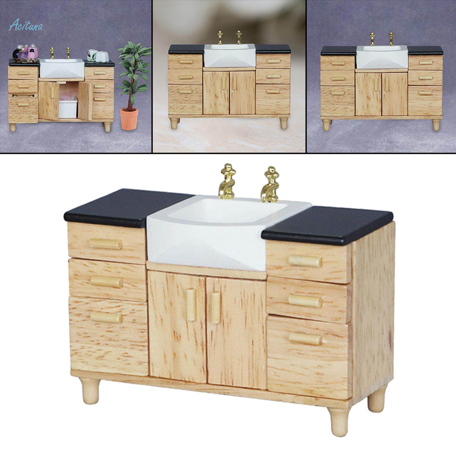 Dollhouse mini furniture miniature modern wash basin sink unit cabinet ...