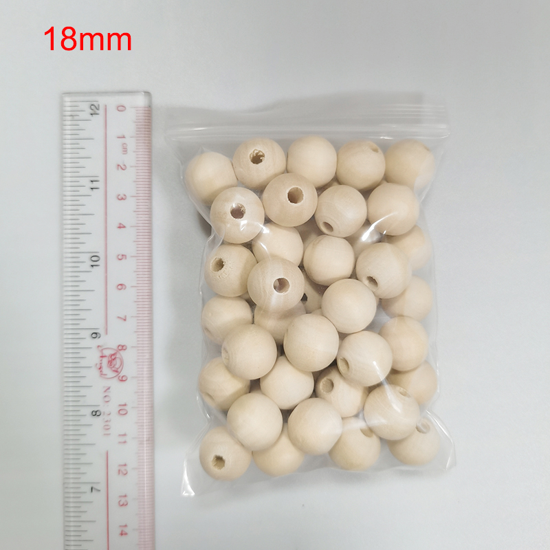 50pcs Round Wood Spacer Bead Natural Unpainted Wooden Ball Beads DIY ...