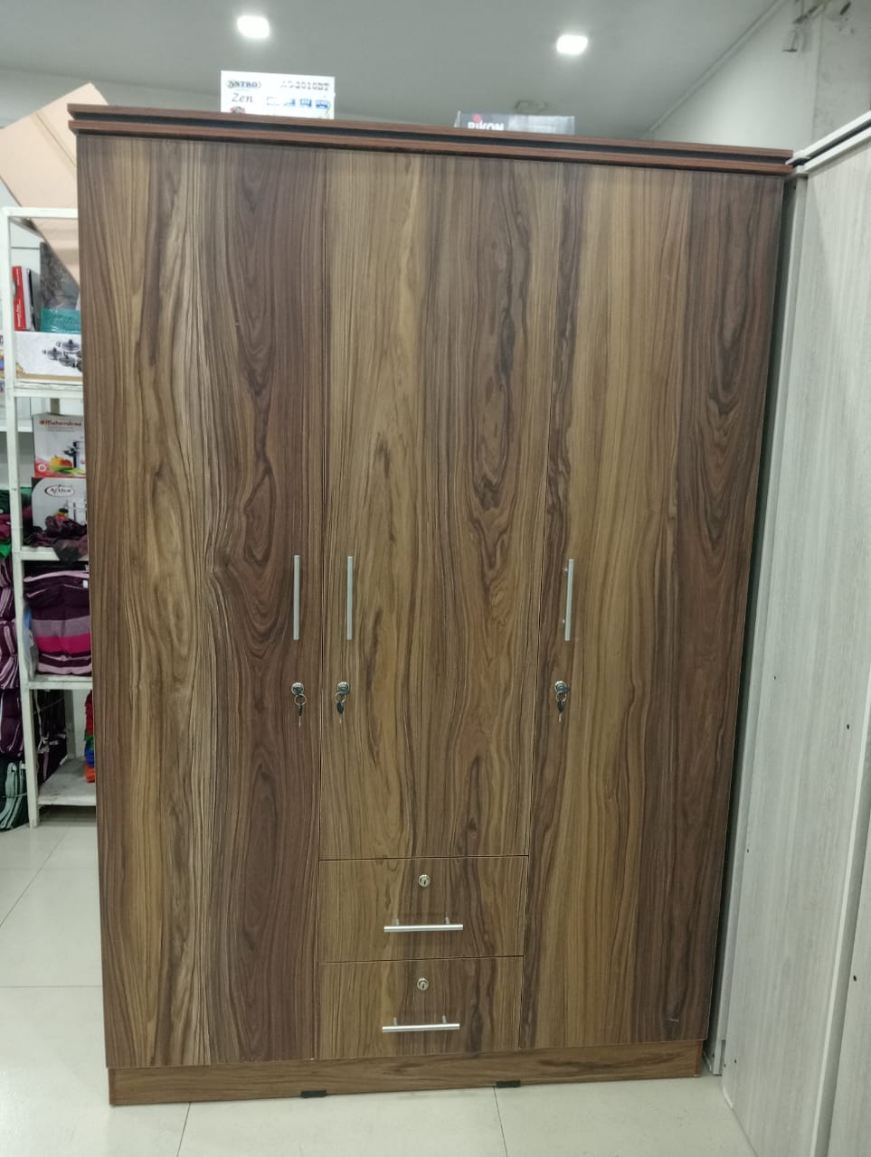 3 door, Melamine Cupboard /Almari (6x4 Fit) , Tow Loker & mirror ...