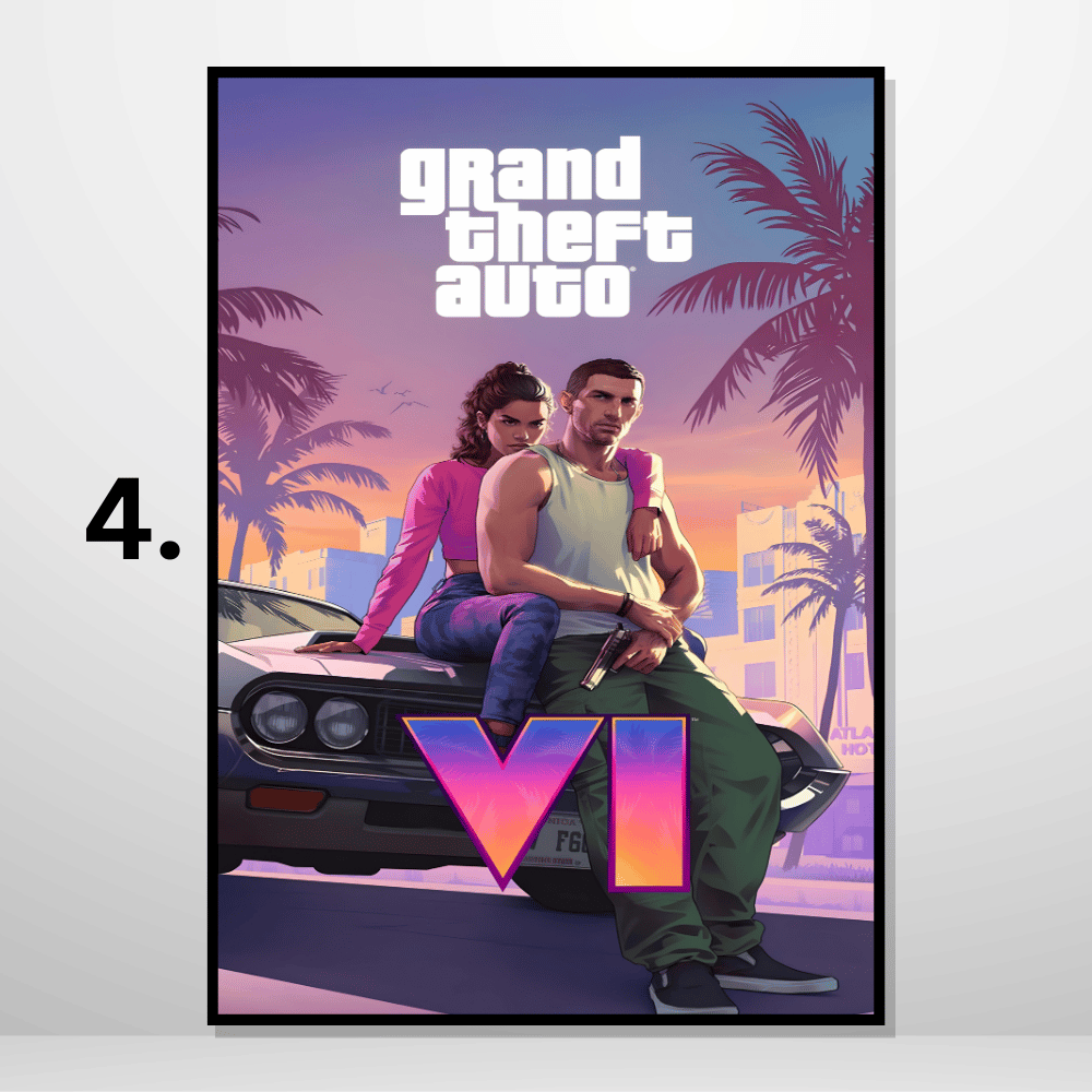 A3/A4 Size Framed wall posters GTA 3 Gta vice city Gta 5 Gta 6 Grand Theft Auto game series wall ...