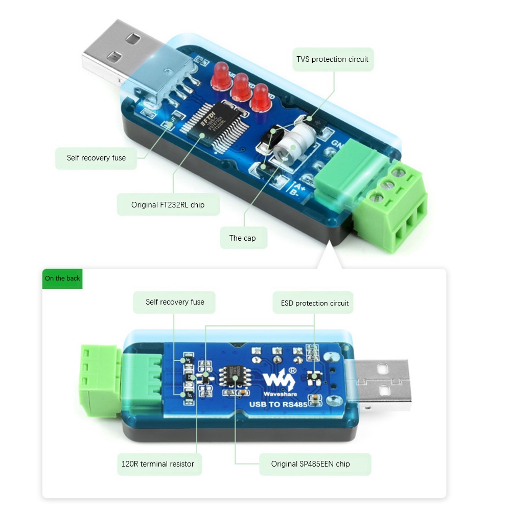 Waveshare USB to RS485 Serial Converter RS485 Communication Module ...