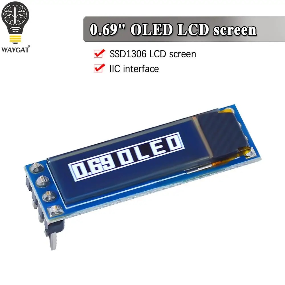 0.69 inch 96x16 OLED Display Module White Display 0.69" SSD1306 LCD ...