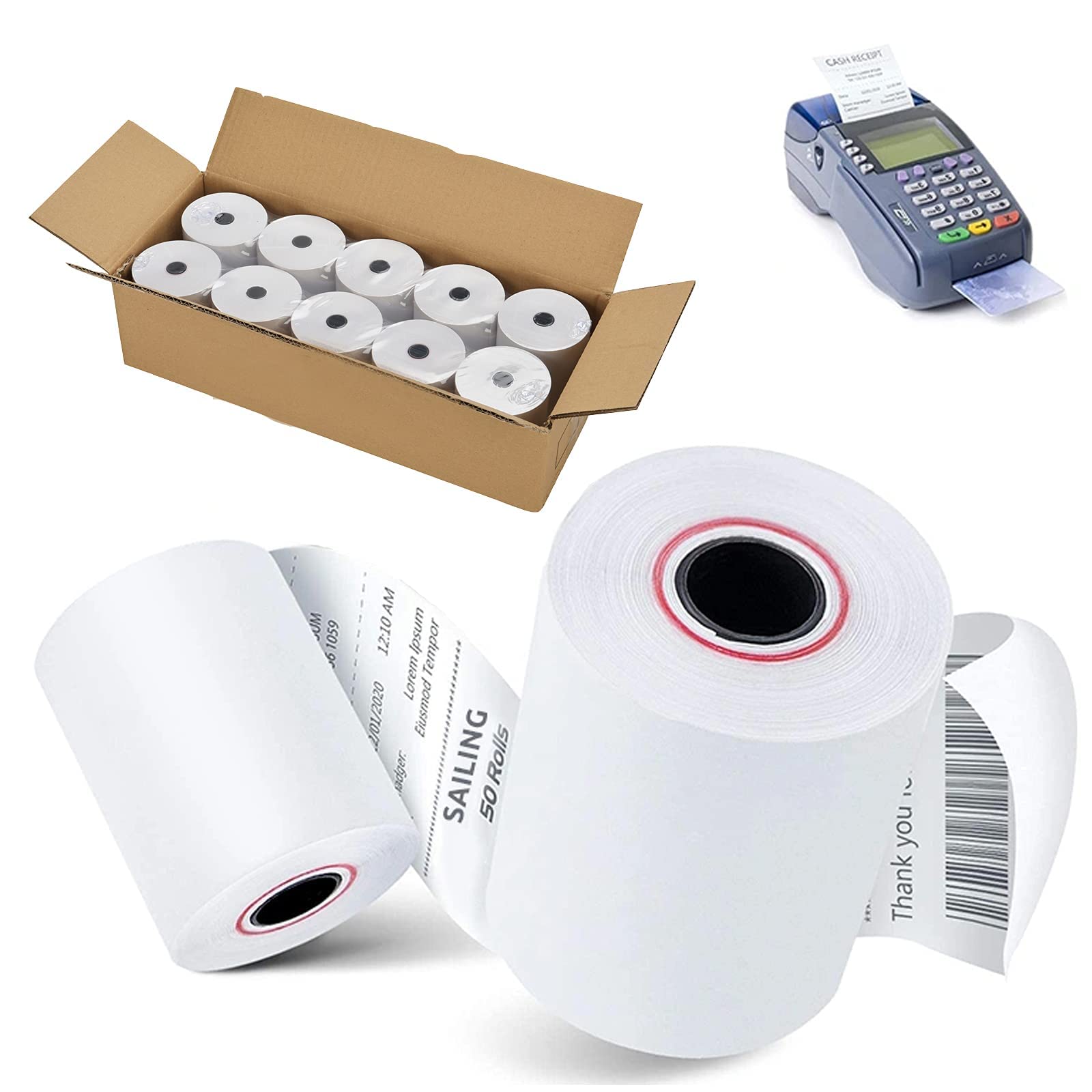 2 1/4" (10 pcs) Thermal Paper Bill Roll(56*45mm) Cash Register Roll for ...