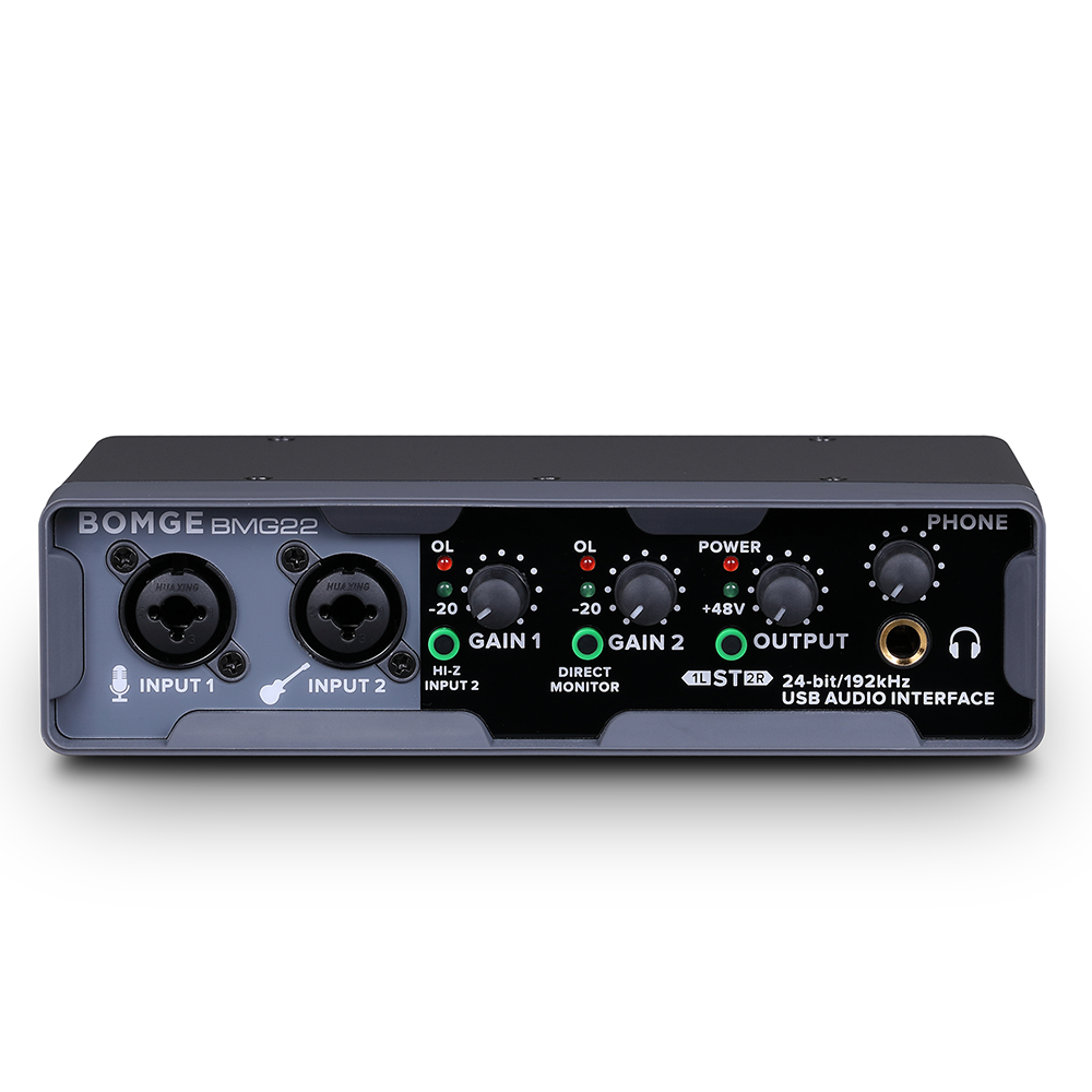 BOMGE USB Audio Interface(24 bit/192 kHz) with XLR, phantom power , Direct Monitoring , Loopback ...