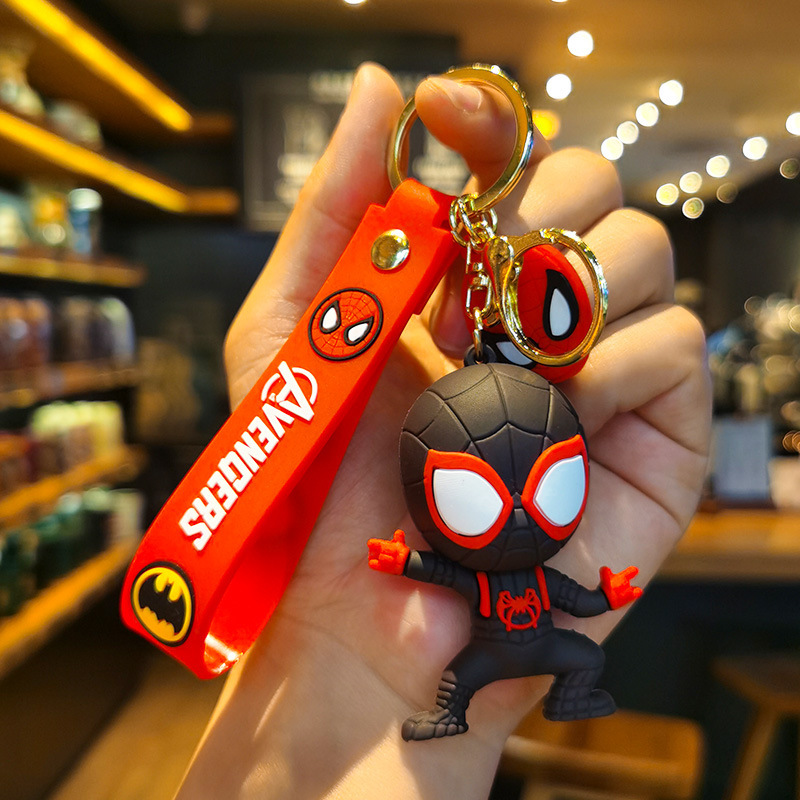 Marvel Spider man Anime Figures Keychain Cartoon Gwen Miles Morales ...
