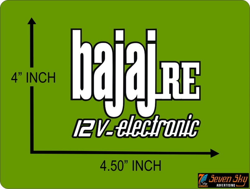 BAJAJ 12V 3 Wheel Body Stickers PVC & Luminous Plotter Cutting Stickers ...