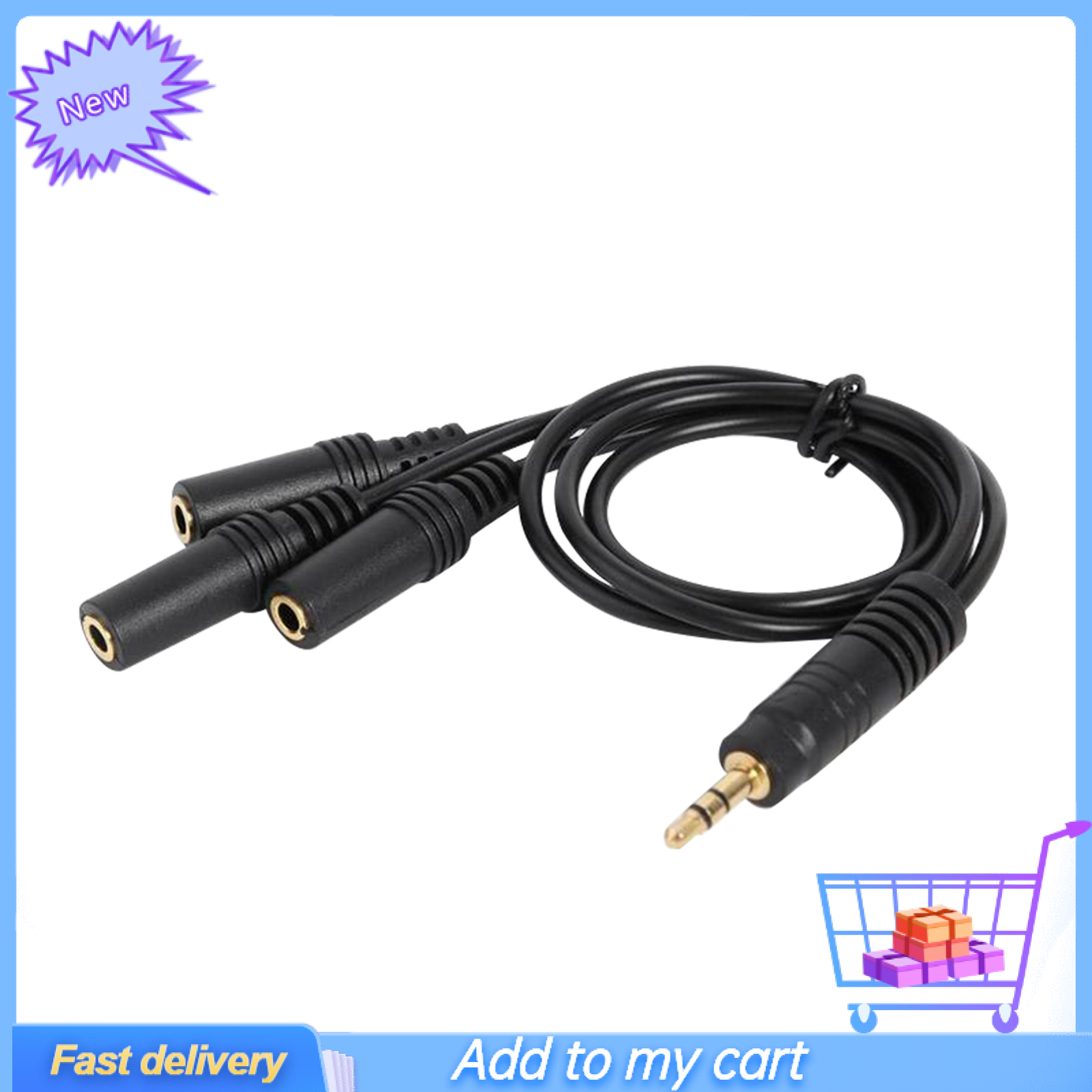 Audio Extension Cable Universal 1 to 3 Ways PVC 3.5mm 1 Male to 3 ...