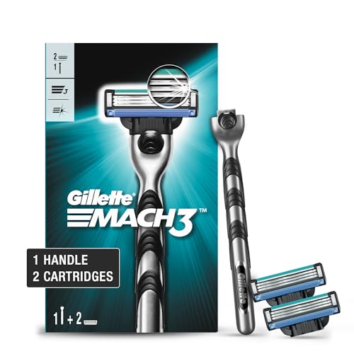 Gillette Mach 3 Shaving Razor for Men (Handle + 2 Cartridges), with 3 ...