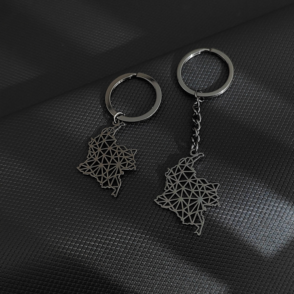 Personalized Colombia Map Keychain Metal Maps Shape Chain Key Chains ...