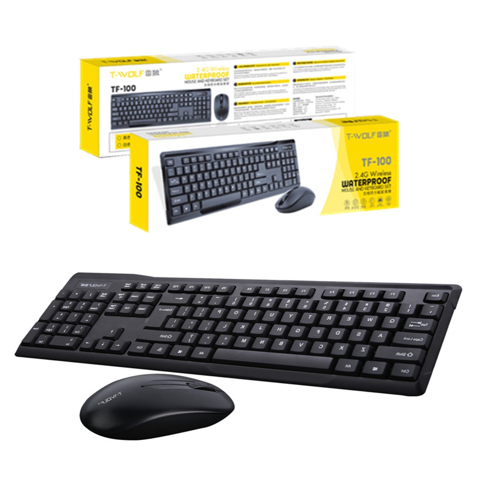 T-Wolf TF100 2.4G Mechanical Wireless Keyboard and Mouse Game Set ...