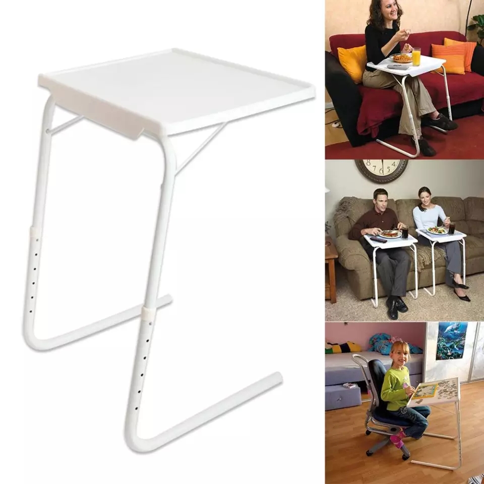 Table Mate II Folding TV Tray Table and office Table Home Table Student Study table with 6 ...