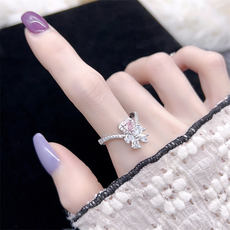 Barbie Pink Rhinestone Ring Female Opening Adjustable Special-Interest ...