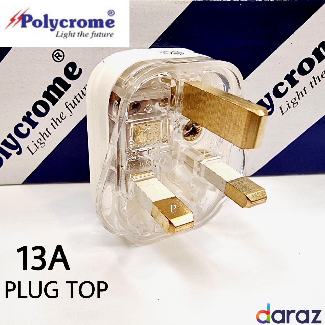 Plug Top - 13A Fused - Square Pin - POLYCROME - 3 Pin | Daraz.lk