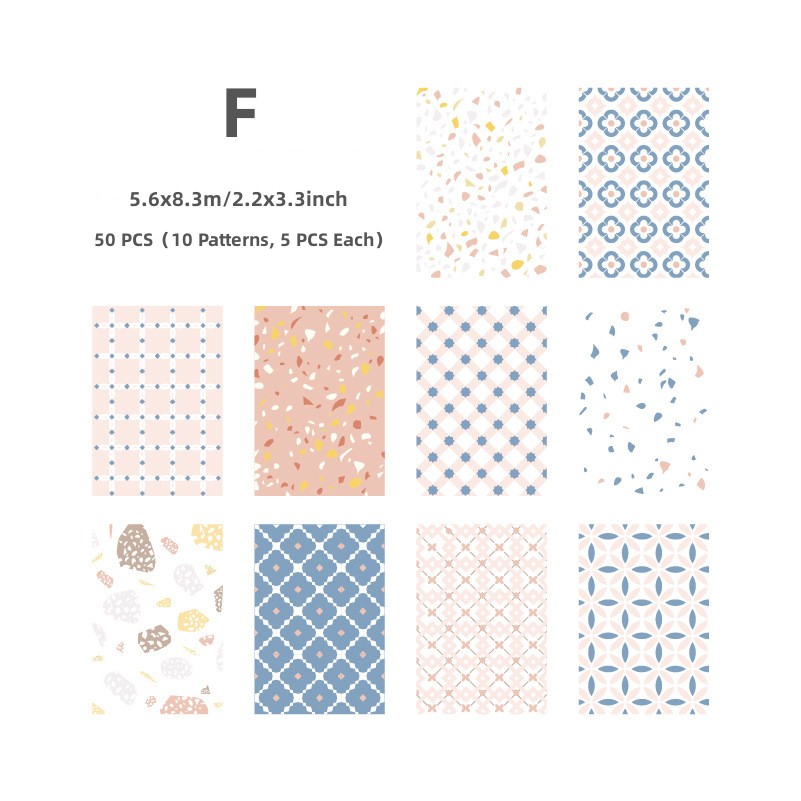 Panda Online 50PCS Sweet Supply Station Series Basic Material Paper DIY Album Journaling Planner ...