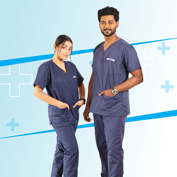 Navy blue medical scrubs full kit v-neck scrub top and bottom | Daraz.lk
