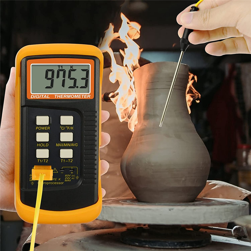 Digital K-Type Thermocouple Thermometer (-50-1300°C) with Dual Channels ...