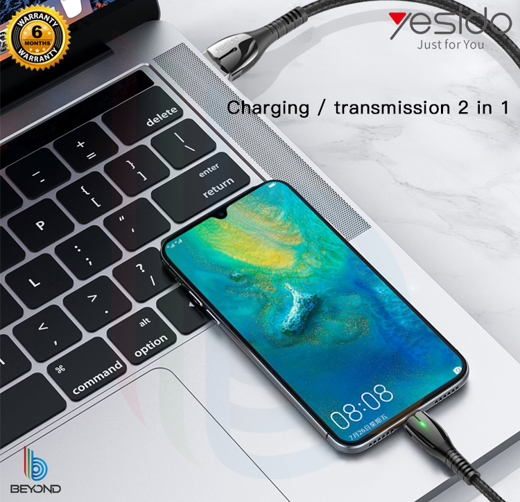 YESIDO USB to Type C Charging Cable 1.2M LED INDICATOR Nylon Braided ...