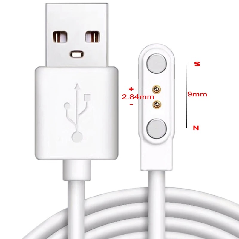 2.84mm Distance 2 pin magnetic charging cable USB Smart Watch Charger ...
