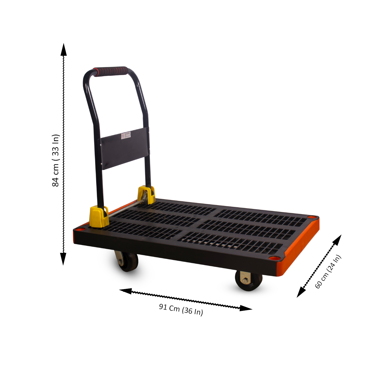 Heavy Duty Superior 4 Wheel Trolley with Foldable Handle, Plastic Top ...