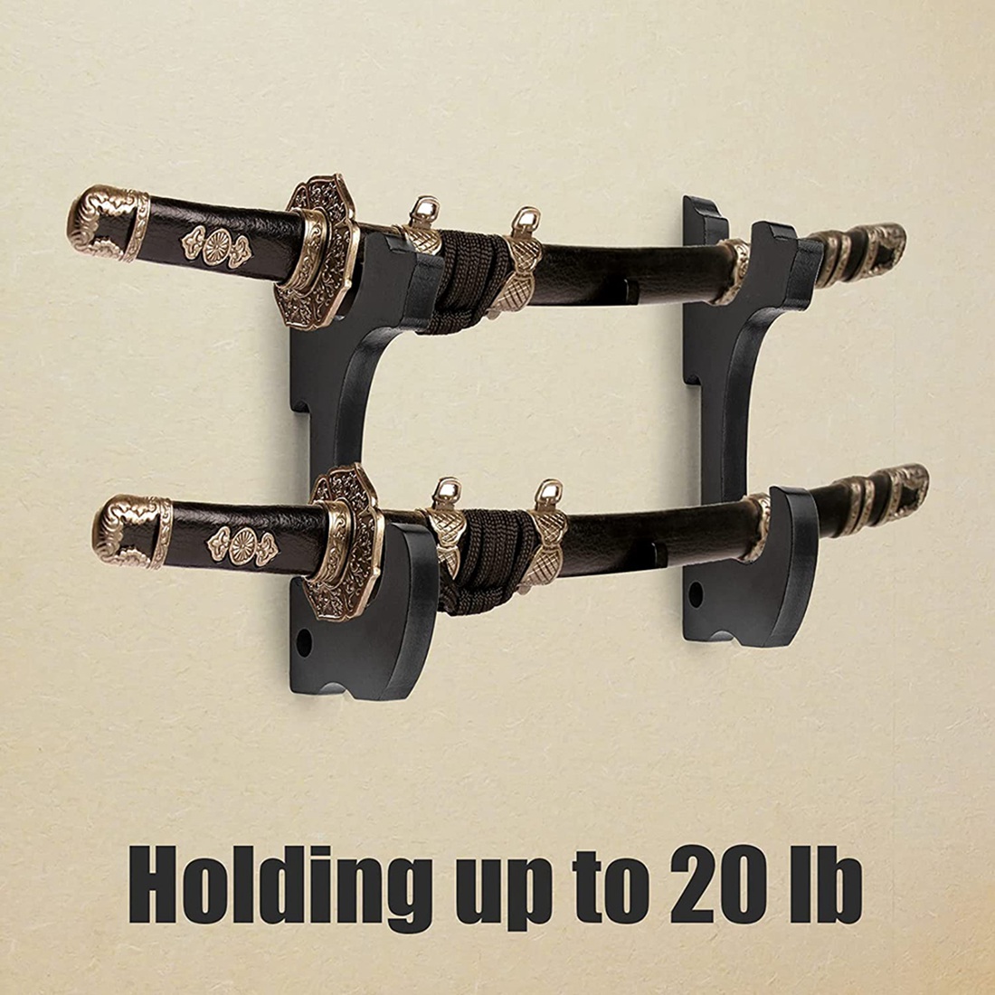 Sword Wall Mount 2/Set 1-Tier Padded Hook Katana Holder Adjustable ...