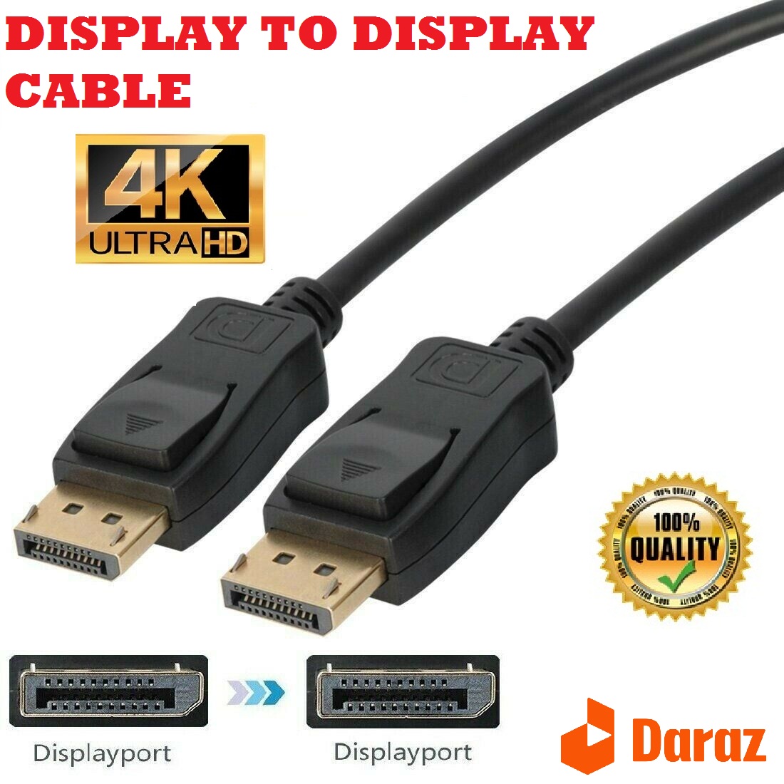 1080 / 4K HD Display port to Display Port Cable , Display to Display ...