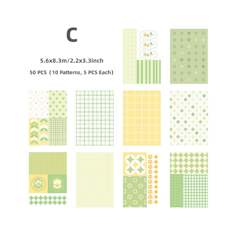 Panda Online 50PCS Sweet Supply Station Series Basic Material Paper DIY Album Journaling Planner ...