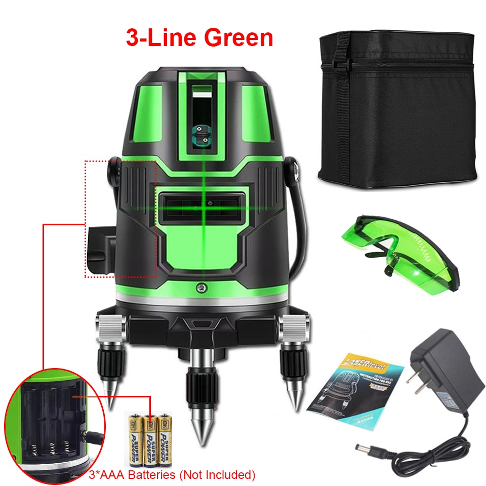 Laser Level Green 2 3 5 Cross Lines Laser-Level Measuring Horizontal ...