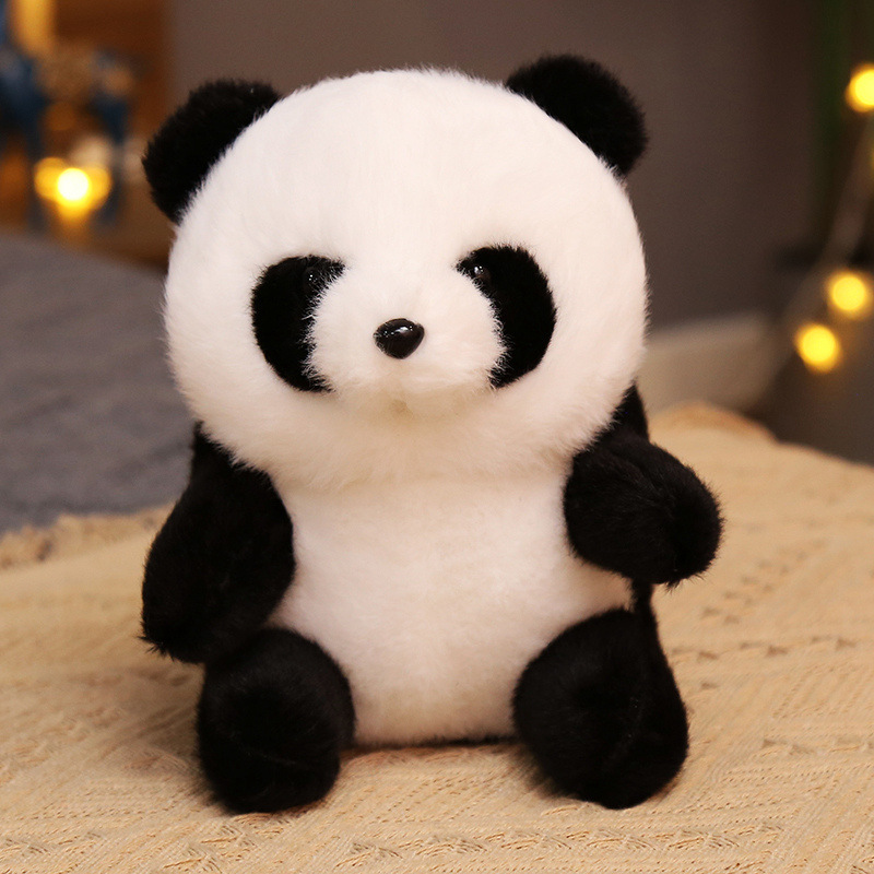 Artificial panda doll doll cute small fluffy round sitting posture ...