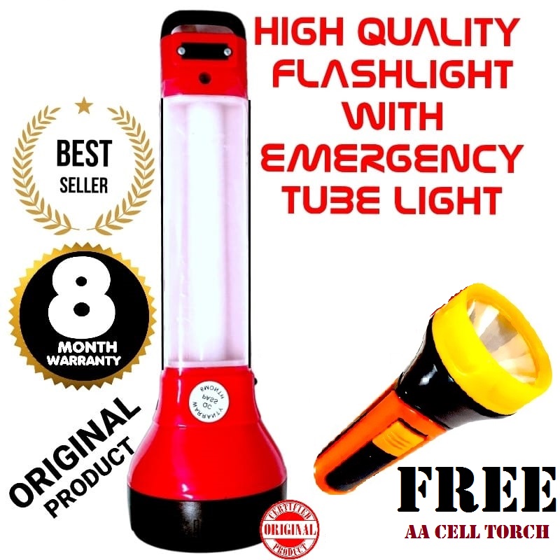 Torch Rechargeable & Flashlights with Emergency side tiub lamp + ( FREE ...