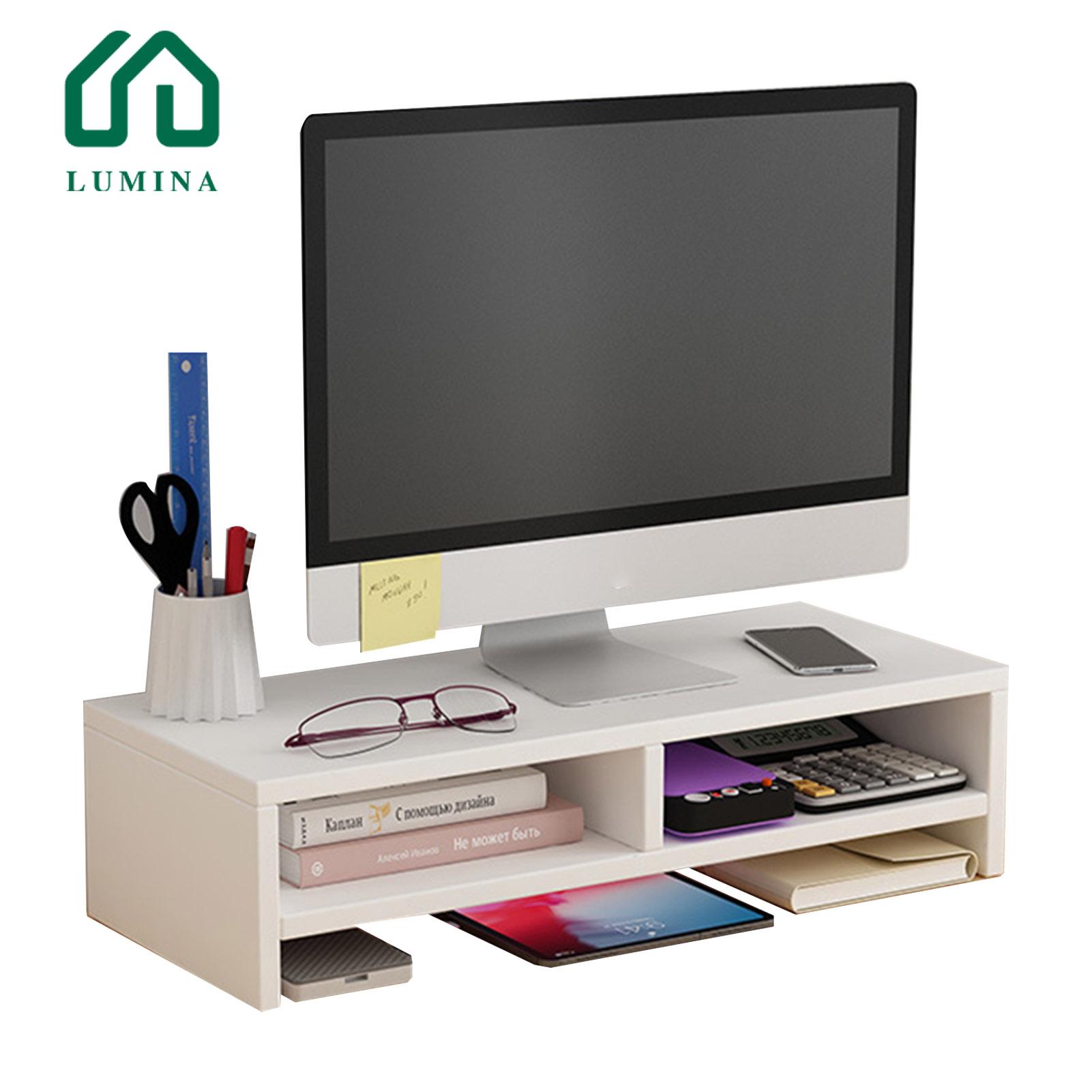 Lumina Ergonomic Monitor Stand Wooden Monitor Stand Riser with Storage ...