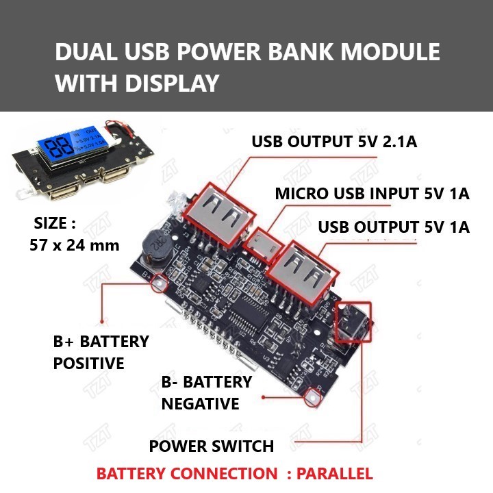 Dual USB Power Bank Module with Display | Daraz.lk
