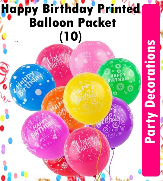 Happy Birthday Printed Multi Color Balloon (10) Packet Birthday ...
