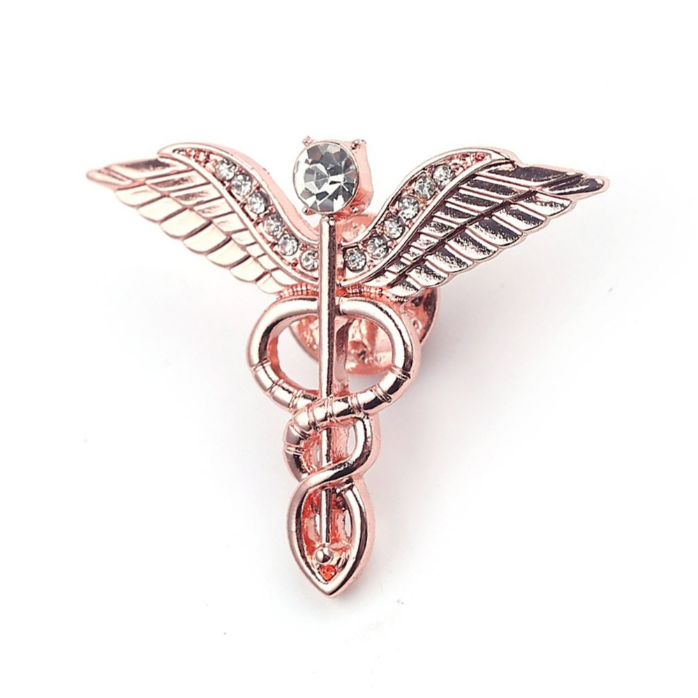 Crystal Caduceus Pins Wing with Snakes Badge Brooches Lapel Pin ...