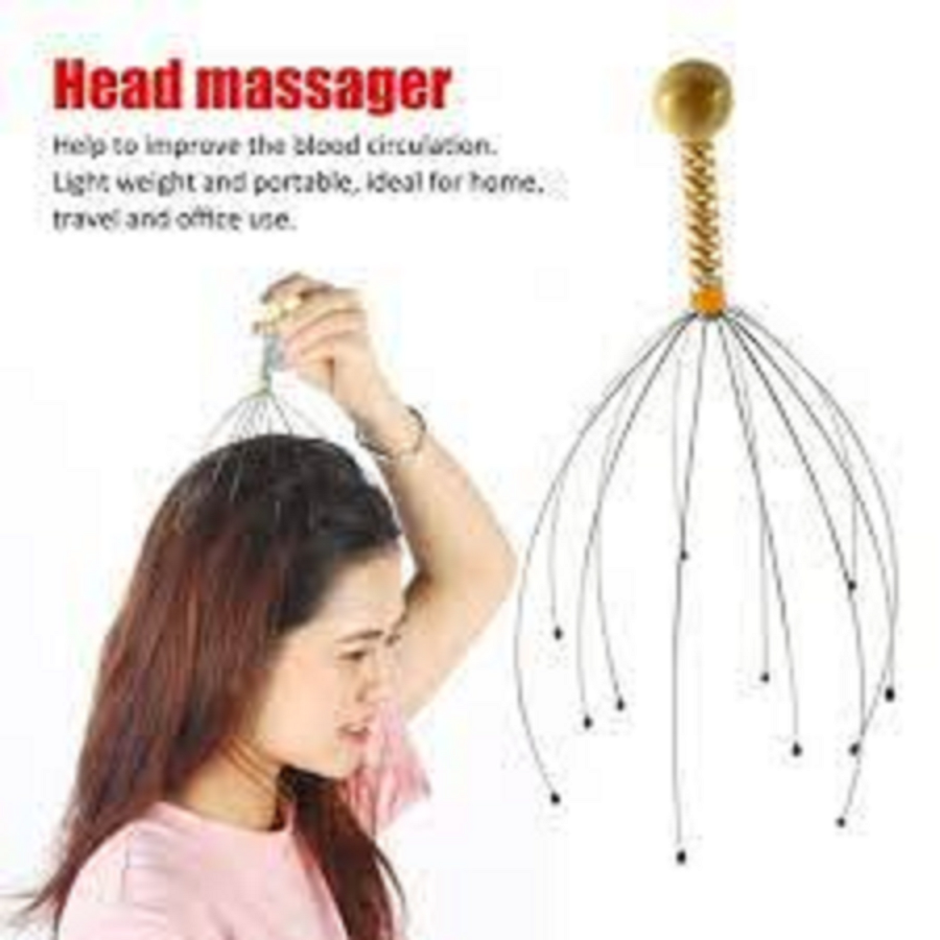 Head Massager Therapy Stainless Wire Hand Held Head Scalp Massager ...